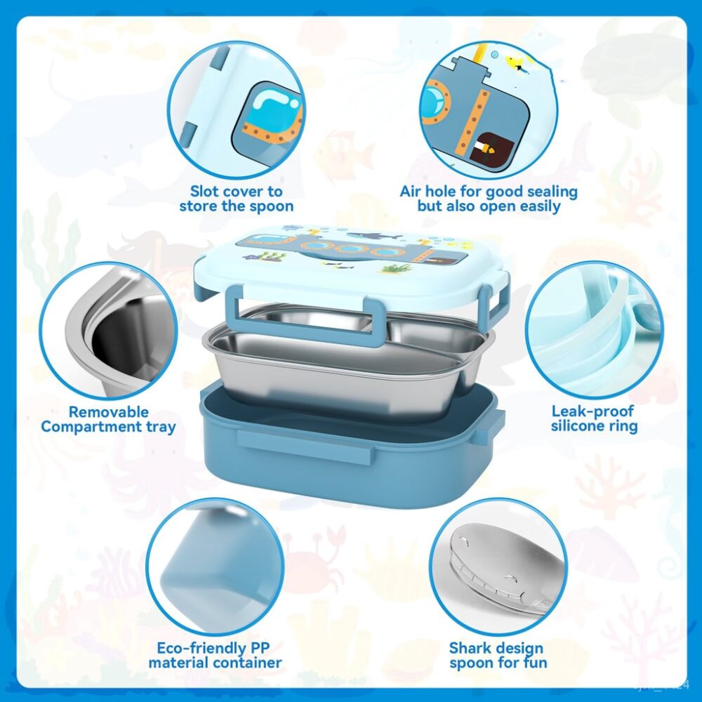 Ideal Lock Ocean Lunch Box Reusable Leakproof 3 Compartment with ...