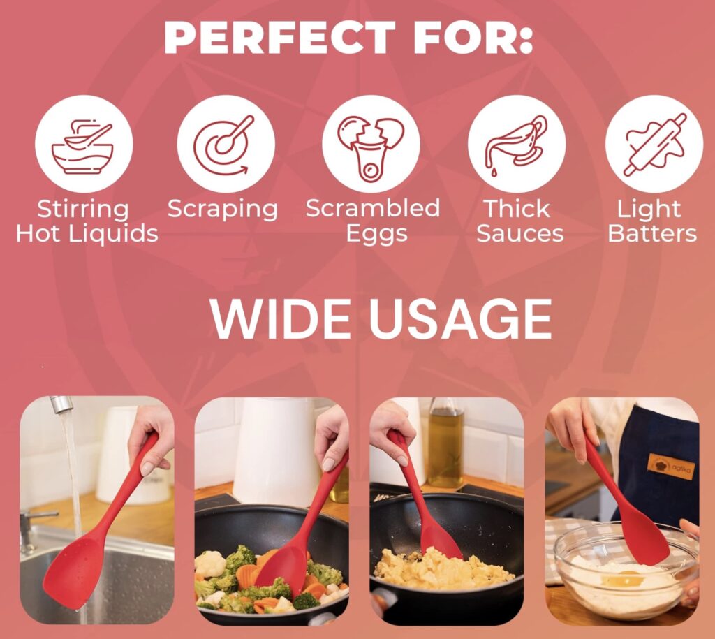 Silicone Spatula Heat-resistant Nonstick Flexible Scrapper Baking Spoon ...